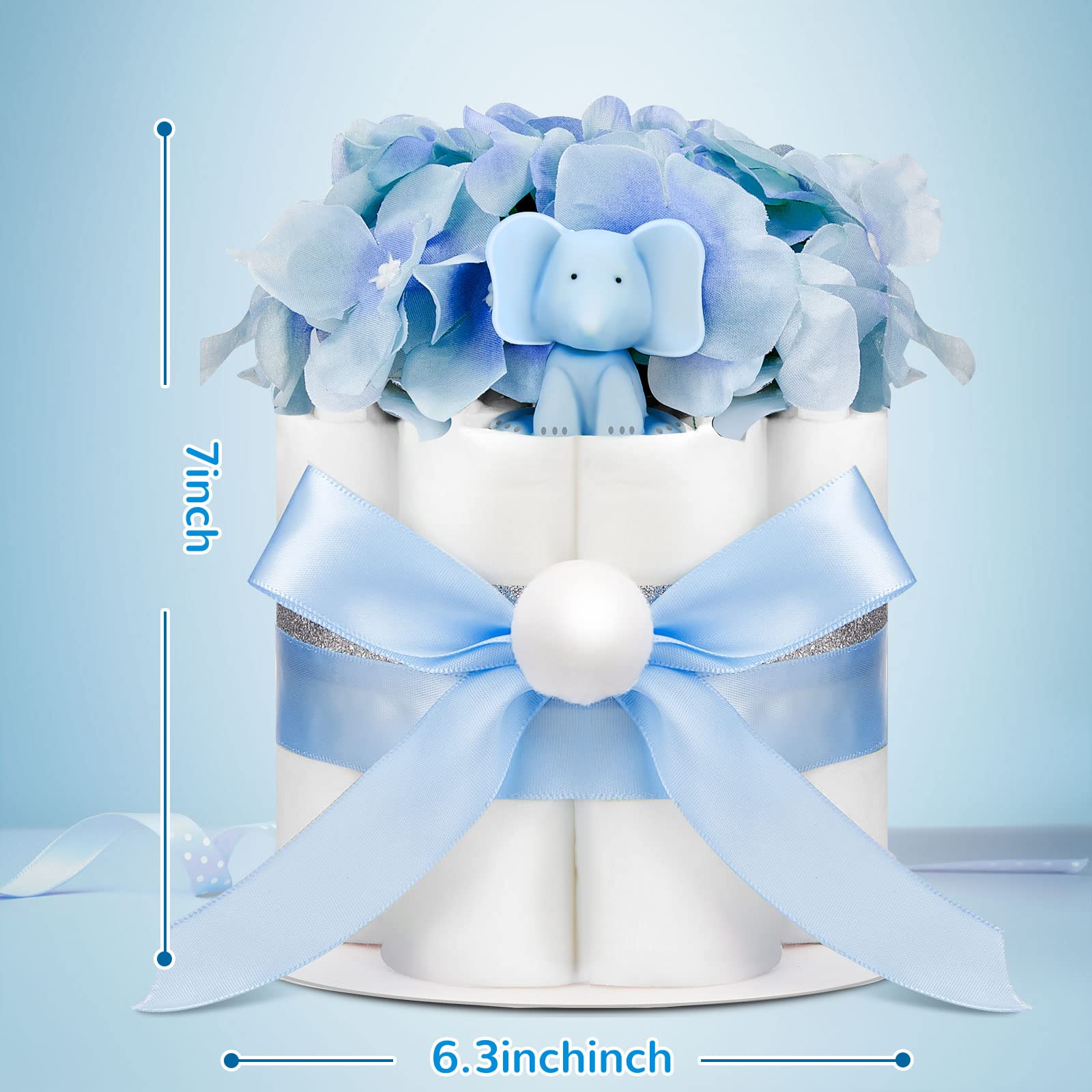 Diaper Cake for Baby Boy and Girl Elephant Crown Diaper Cake Supplies Gender Neutral Baby Diaper Cakes Cute Decorated Baby Shower Diaper Cakes for Newborn Baby Birthday Party (1 Tier, Elephant Style)