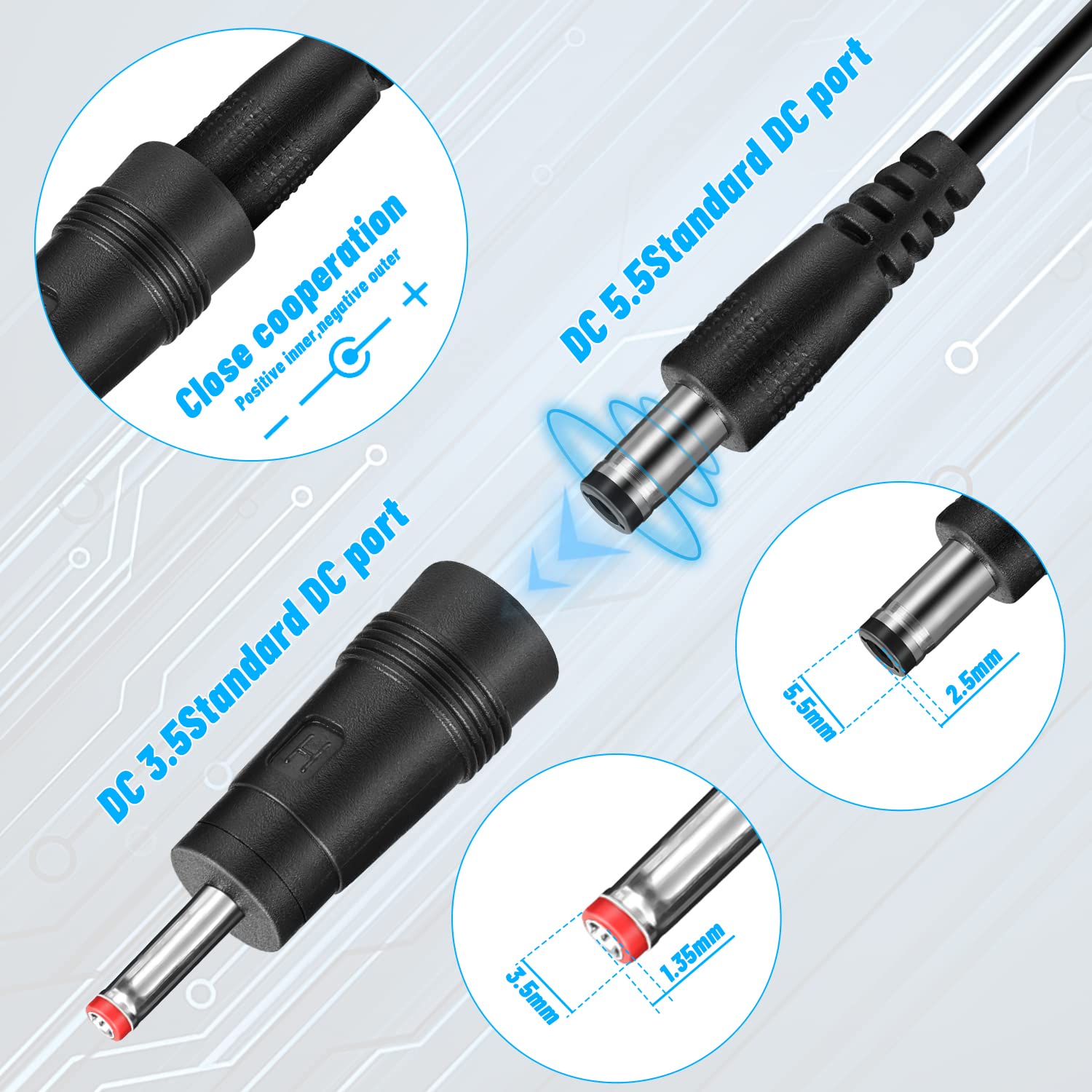 FARSENSE USB DC 5V to 12V Step Up Power Cable(3ft), USB to DC 12V Adapter with DC Jack 5.5 x 2.5mm(3.5 x 1.35mm), USB Boost Converter Supports LED Indicator