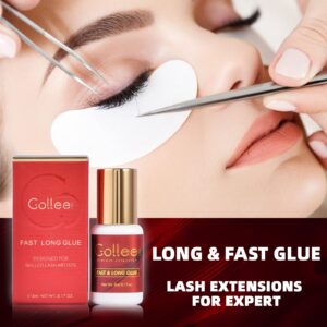 Eyelash Extension Glue Long Retention – 8 Weeks /1 Sec Drying Time/(0.17fl.oz / 5ml) Eyelash Glue for Eyelash Extensions Maximum Bonding/Black Lash Adhesive for Professional USE ONLY