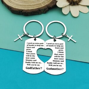 Godparent Gifts from Godchild Will You Be My Godmother/Godfather Keychain Set Godparents Proposal Gifts for Baptism Christening Gift Godparents Announcement Jewelry First Communion Gift for Godparent