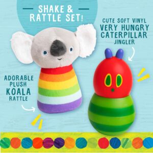 Kids Preferred Eric Carle Very Hungry Caterpillar Vinyl Jingler & Plush Koala Rattle 2 Piece to Set for Infant and Baby Boys and Girls