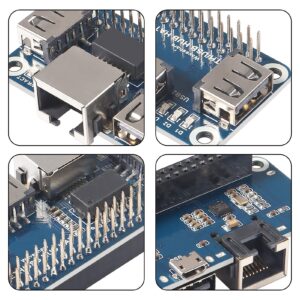 DORHEA Ethernet/USB HUB HAT Expansion Board USB to Ethernet RJ45 Network Port for Raspberry Pi 4 with Ethernet Port and USB Ports Compitable with Raspberry Pi 4/3B+/3B/Zero/Zero W/Zero WH/Zero 2W