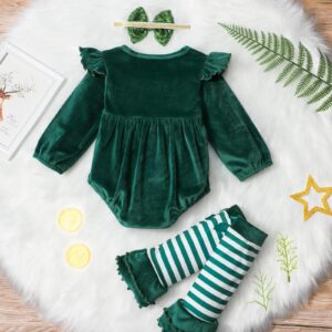 KANGKANG Baby Girl Clothes St Patricks Day My First St. Patricks Day Baby Girl Green Long Sleeve Romper with Leg Warmer 3pcs Baby Girl St. Patricks Day Outfit St Patricks Day Outfit Girls