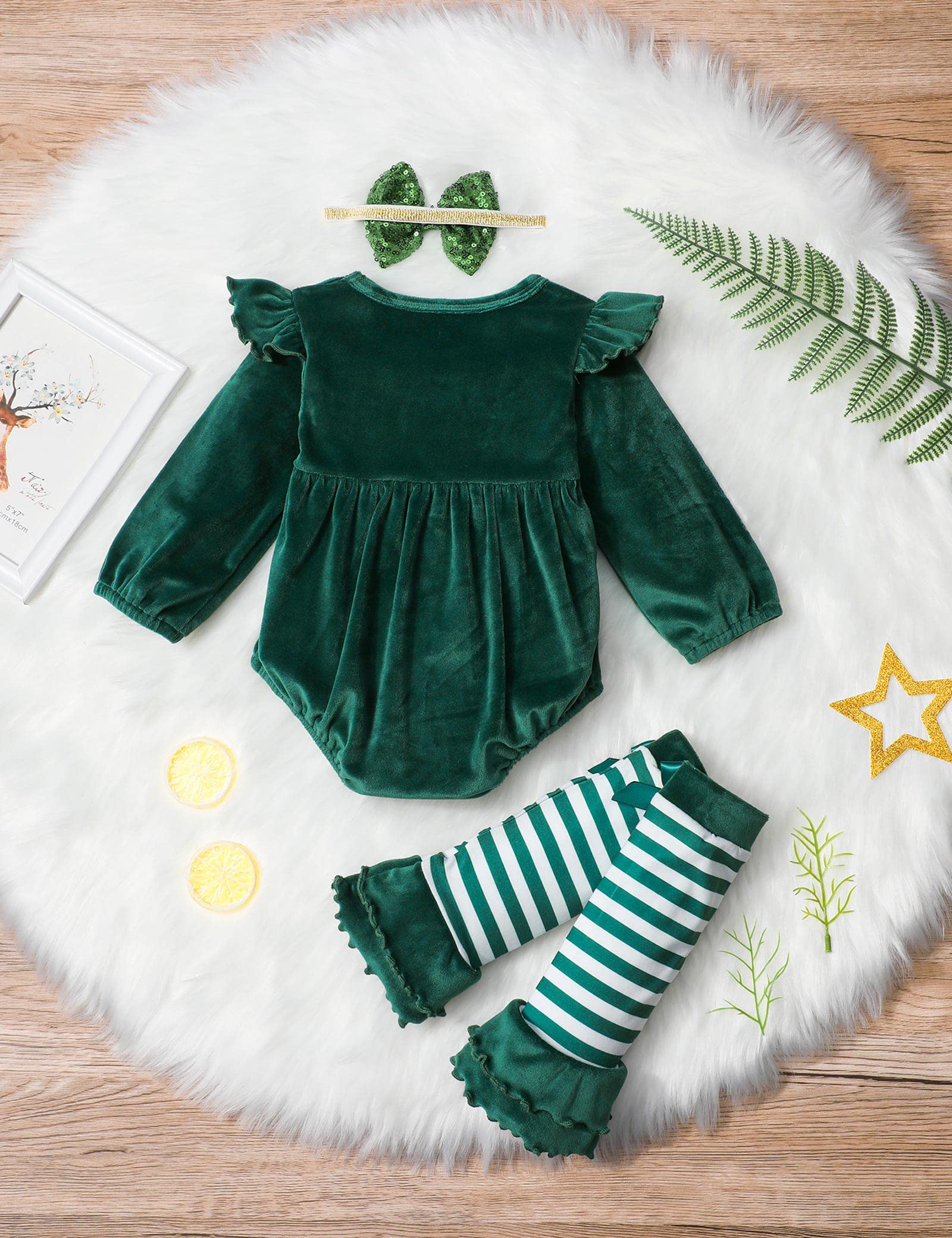 KANGKANG Baby Girl Clothes St Patricks Day My First St. Patricks Day Baby Girl Green Long Sleeve Romper with Leg Warmer 3pcs Baby Girl St. Patricks Day Outfit St Patricks Day Outfit Girls