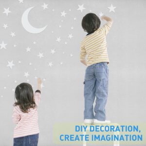 177 Picees Vinyl Moon and Stars Decals for Walls White Sticker for Kids Boy Girls Baby Room Decor Home House Bedroom Design