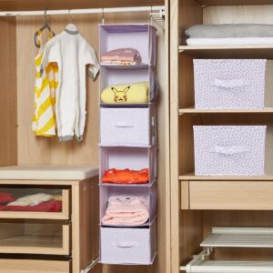 DAYDAYHOME Hanging Closet Organizer with Drawers, Two 3-Shelf Separable Closet Organizers and Storage, Nursery Hanging Storage Organizer for Closet,Child/Kids Room (Purple 6 Shelves)