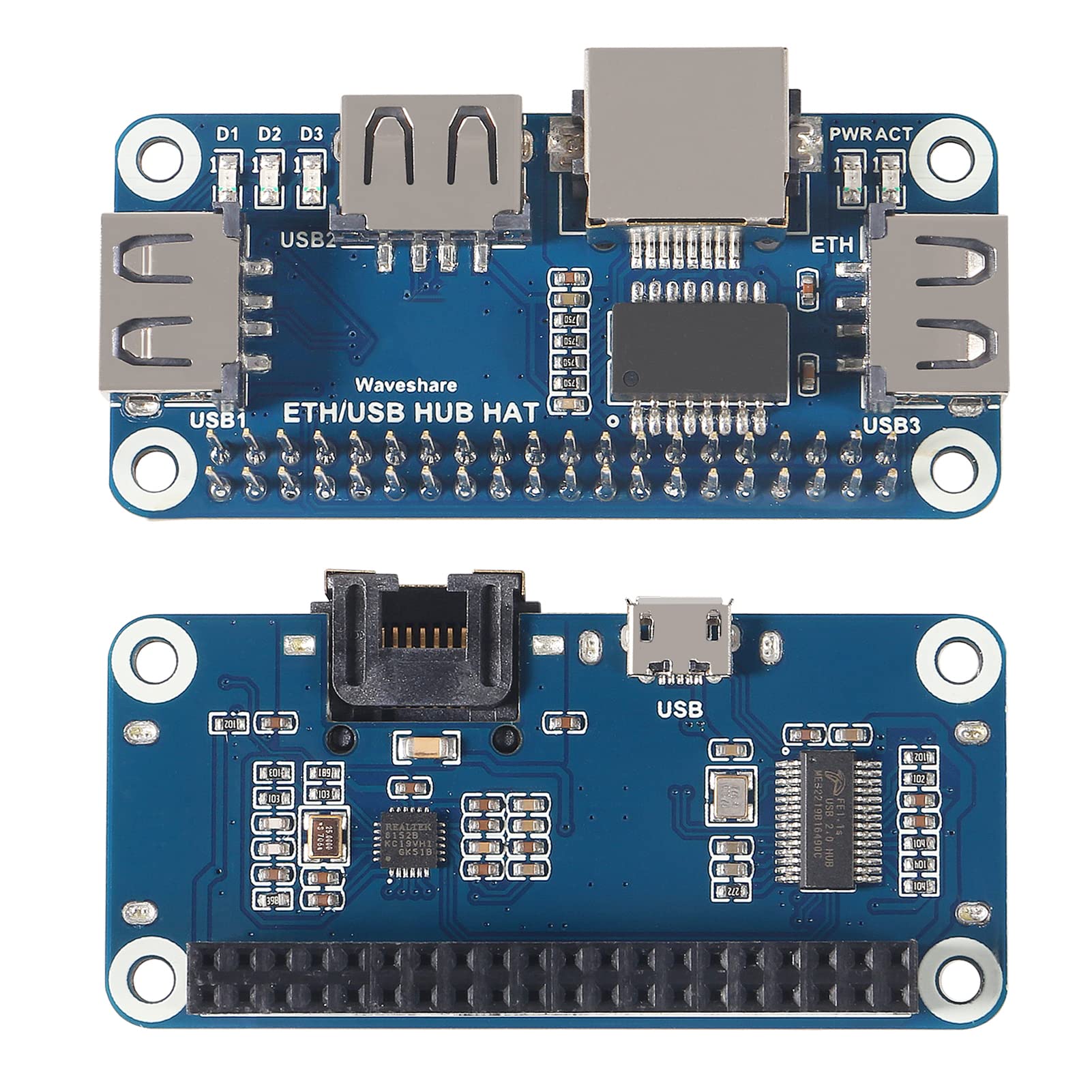 DORHEA Ethernet/USB HUB HAT Expansion Board USB to Ethernet RJ45 Network Port for Raspberry Pi 4 with Ethernet Port and USB Ports Compitable with Raspberry Pi 4/3B+/3B/Zero/Zero W/Zero WH/Zero 2W