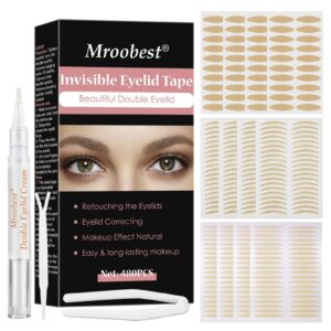 eyelid tape, eyelid lifter strips, double-eyelid-tape-for-hooded-eyes, ultra invisible double eyelid sided sticky, instant eyelid lift for heavy saggy, hooded, uneven, mono-eyelids, 480pcs