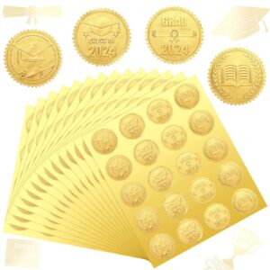 spakon 500 pcs graduation envelope seals stickers class of 2024 grad cap diploma certificate seals graduation stickers for envelopes diplomas certificates award(gold)