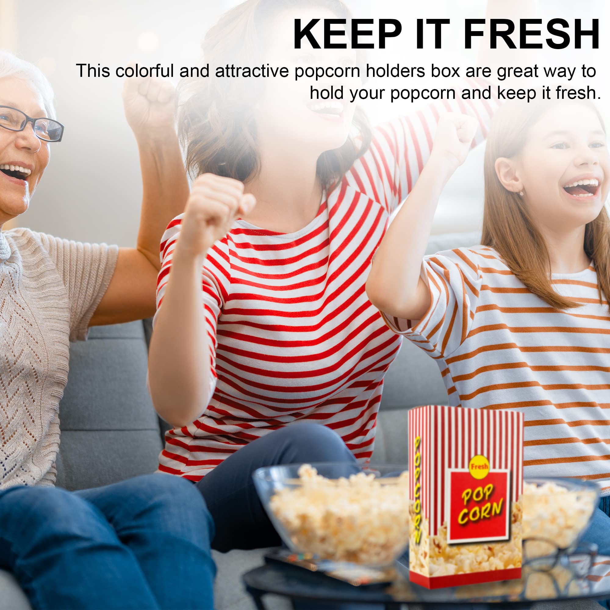 MT Products Popcorn Boxes for Party - 2.30 oz. (Pack of 40) - #4 Popcorn Buckets With Close Top - Great Popcorn Holder for Movie Night, Theater, Circuses, and Stadium