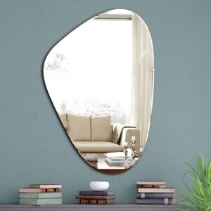 lyldacer yanliff irregular mirror wall decor.modern frameless asymmetric beveled decorating mirror for wall(13.4x20inches).silver