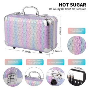 Hot Sugar All In One Makeup Set for Teenager Girls 10-12 Full Makeup Kit for Beginners Includes Eye Shadow Palette Blush Lip Gloss Lipstick Eye Pencil Brush Mirror (Purple Heart)