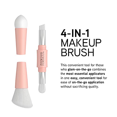 Physicians Formula 4-in-1 Makeup Brush and Sponge Set, 3 Premium Brushes In One and Precision Makeup Sponge, For Powder and Liquid Make up