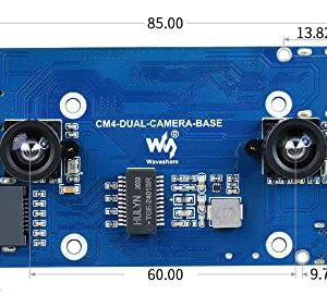 Binocular Camera Base Board + Interface Expander for Raspberry Pi Compute Module 4,Dual 8MP Camera 4K Gigabit ETH and Interfaces to Connect 40PIN GPIO HAT,M.2 Slot for SSD or Communication Module