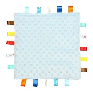 Blue Baby Comforter Blanket - Multi Coloured Airplane Security Blanket with Plain Blue Textured Underside