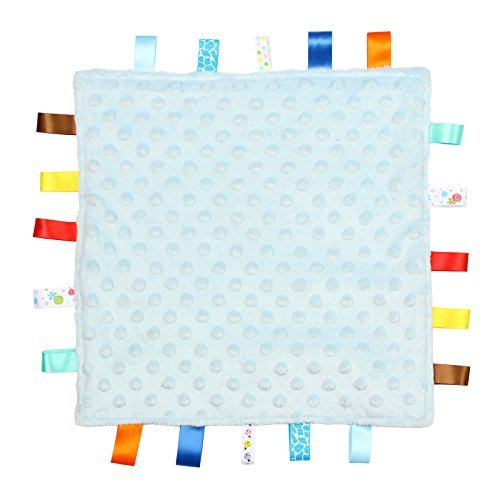 Blue Baby Comforter Blanket - Multi Coloured Airplane Security Blanket with Plain Blue Textured Underside