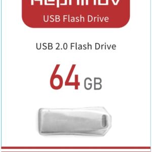 64GB USB 2.0 Flash Drive, Hephinov Mini USB Stick, UDP Thumb Drive, Zinc Alloy Jump Drive, Pen Drive, Memory Stick for PC/Computer/Sound/Speaker/External Storage (USB 2.0 64G)