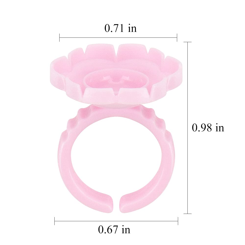 Disposable Plastic Eyelash Flower Glue Ring Lash Extension Blossom Holder Cup (Pink)