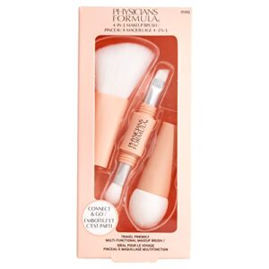 physicians formula 4-in-1 makeup brush and sponge set, 3 premium brushes in one and precision makeup sponge, for powder and liquid make up