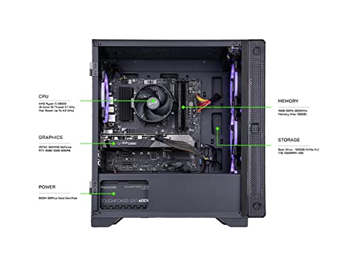 ZOTAC Gaming MEK Hero G1 A5636 Gaming PC Desktop AMD Ryzen 5 5600X, GeForce RTX 3060 12GB, 16GB 3200MHz DDR4, 500GB M.2 NVMe SSD + 1TB 7200 RPM HDD, WiFi + Bluetooth RGB -‎ GH3060A5600X01BA-U-W2B