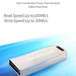 64GB USB 2.0 Flash Drive, Hephinov Mini USB Stick, UDP Thumb Drive, Zinc Alloy Jump Drive, Pen Drive, Memory Stick for PC/Computer/Sound/Speaker/External Storage (USB 2.0 64G)