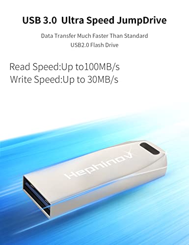 64GB USB 2.0 Flash Drive, Hephinov Mini USB Stick, UDP Thumb Drive, Zinc Alloy Jump Drive, Pen Drive, Memory Stick for PC/Computer/Sound/Speaker/External Storage (USB 2.0 64G)