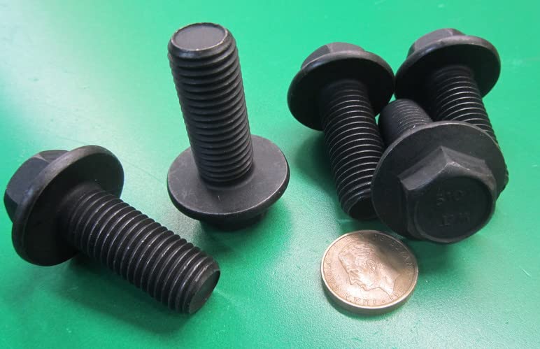 Class 10.9 Black Oxide Steel Flange Bolts M16 x 2 mm x 40 mm Long FT 5 pcs