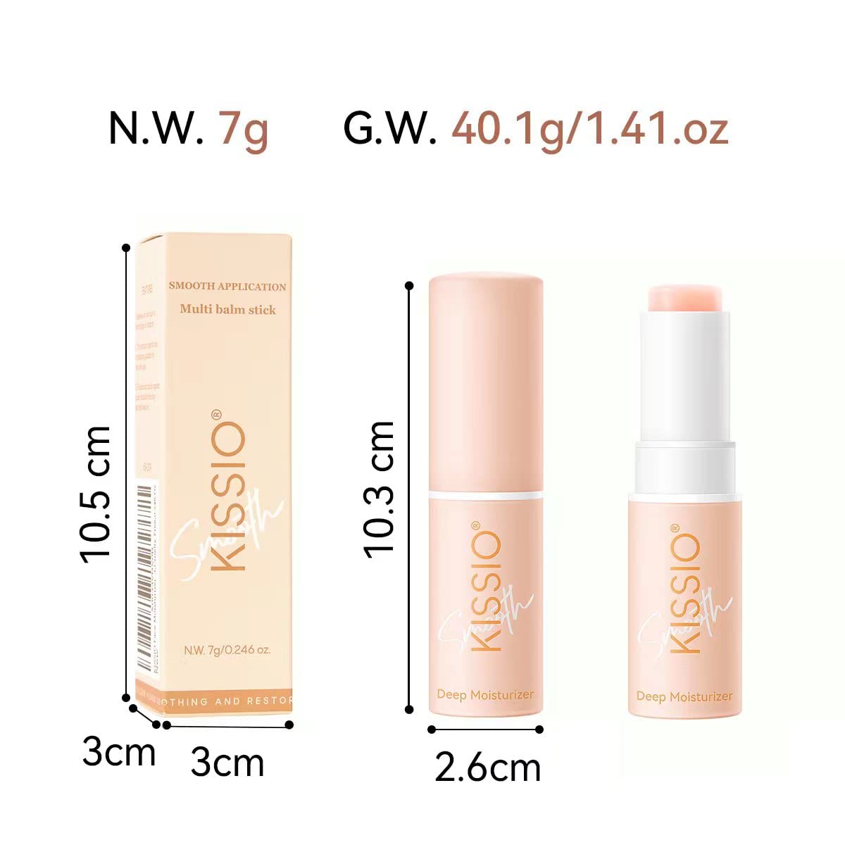 KISSIO Moisturizing Balm Stick with Avocado & Macadamia Oil, Cruelty-Free, Hydrates Dry Skin, Day & Night, 0.246 Oz