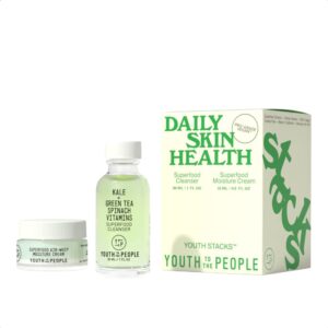 youth to the people youth stacks daily skin health - superfood cleanser (1oz) + air-whip moisture cream (0.5oz)