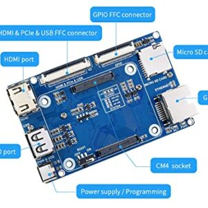 Binocular Camera Base Board + Interface Expander for Raspberry Pi Compute Module 4,Dual 8MP Camera 4K Gigabit ETH and Interfaces to Connect 40PIN GPIO HAT,M.2 Slot for SSD or Communication Module