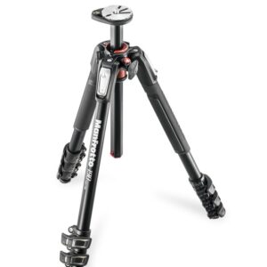 Manfrotto 502 Video Head MVH502AH & MT190XPRO4 Aluminum 4-Section Tripod,Black