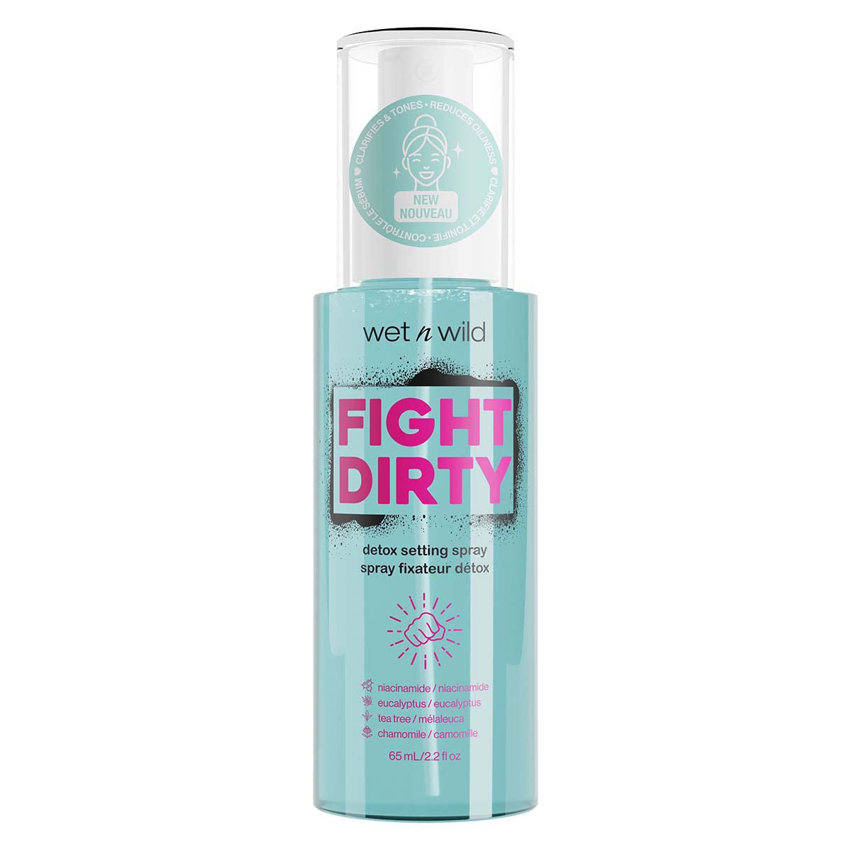 wet n wild Fight Dirty Detox Setting Spray Tea Tree Extract, Chamomile, Collagen, Combats Acne, Blemishes, Antioxidants