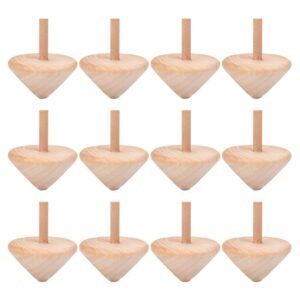 nuobesty wooden spinning top unfinished wood tops craft gyroscopes for diy kids children toy party favor new year 12pcs