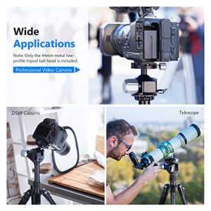 Neewer Low Profile DSLR Camera Tripod Ball Head, 44mm All Metal Panoramic Camera Mount Tripod Head with 1/4” Quick Release Plate for DSLR Camera/Camcorder, Tripod, Monopod, Slider, Max Load 55lb/25kg