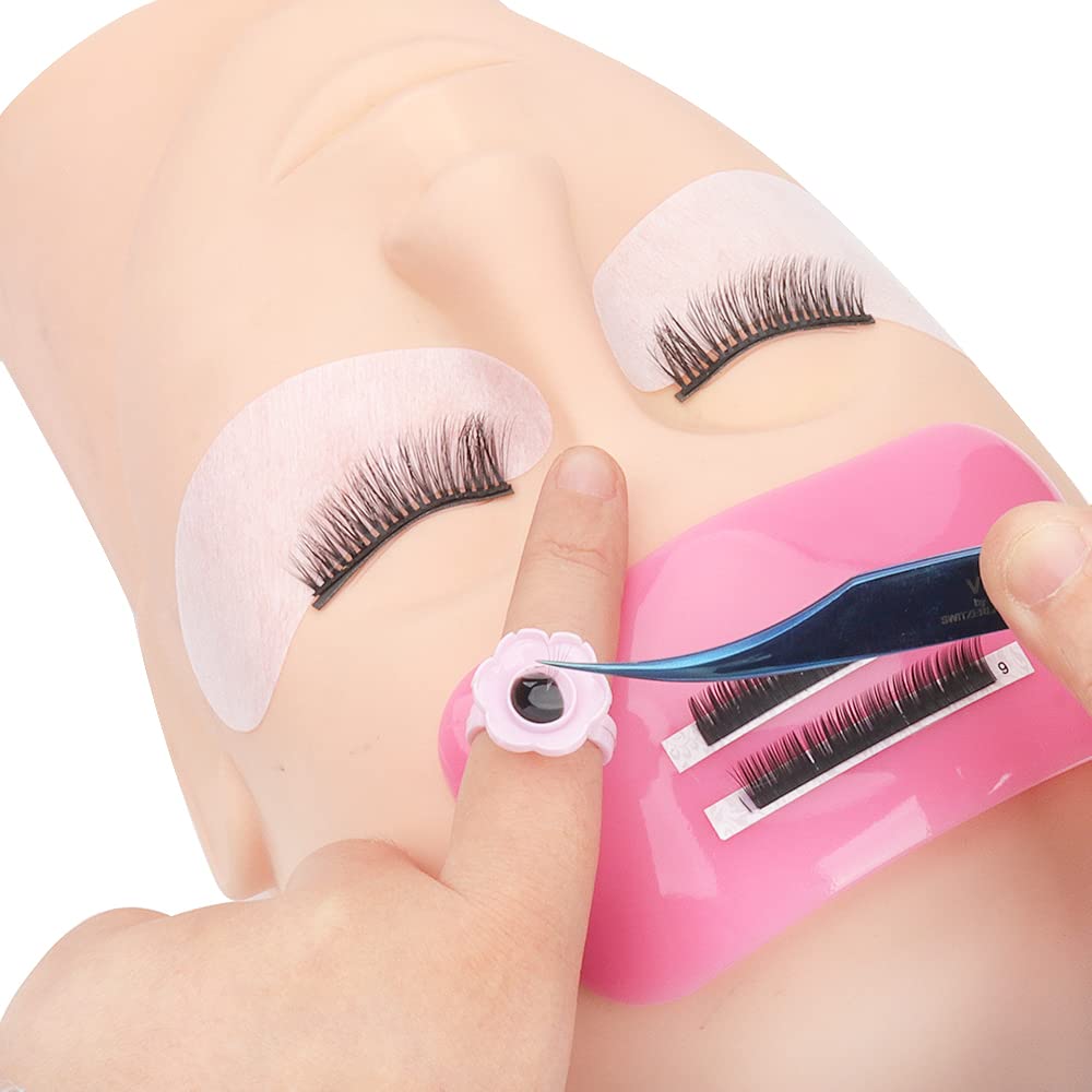 Disposable Plastic Eyelash Flower Glue Ring Lash Extension Blossom Holder Cup (Pink)