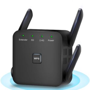 2023 newest wifi extender, 1200mbps wifi repeater, mini wifi booster, dual band internet booster with ethernet port, wps button quick setup, home wireless signal booster covers up to 3000sq.ft