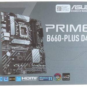 ASUS Prime B660-PLUS D4 LGA 1700(Intel 12th Gen) ATX Motherboard(PCIe 4.0, DDR4,3xM.2 Slots, 2.5Gb LAN, Rear USB 3.2 Gen 2x2 Type-C, Front USB 3.2 Gen 1 Type-C, Thunderbolt 4 Header Support)