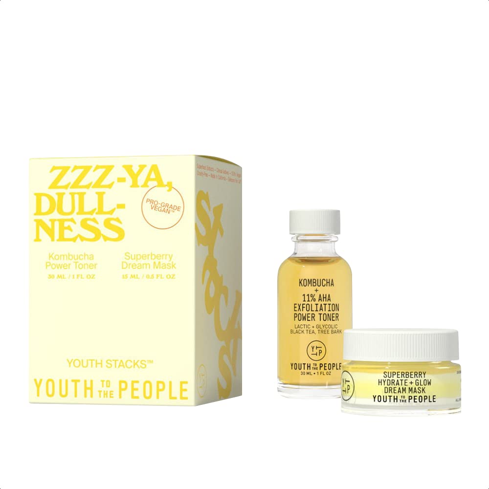 Youth To The People Youth Stacks ZZZ-Ya, Dullness - 11% AHA Kombucha Power Toner (1oz) + Superberry Dream Mask (0.5oz)