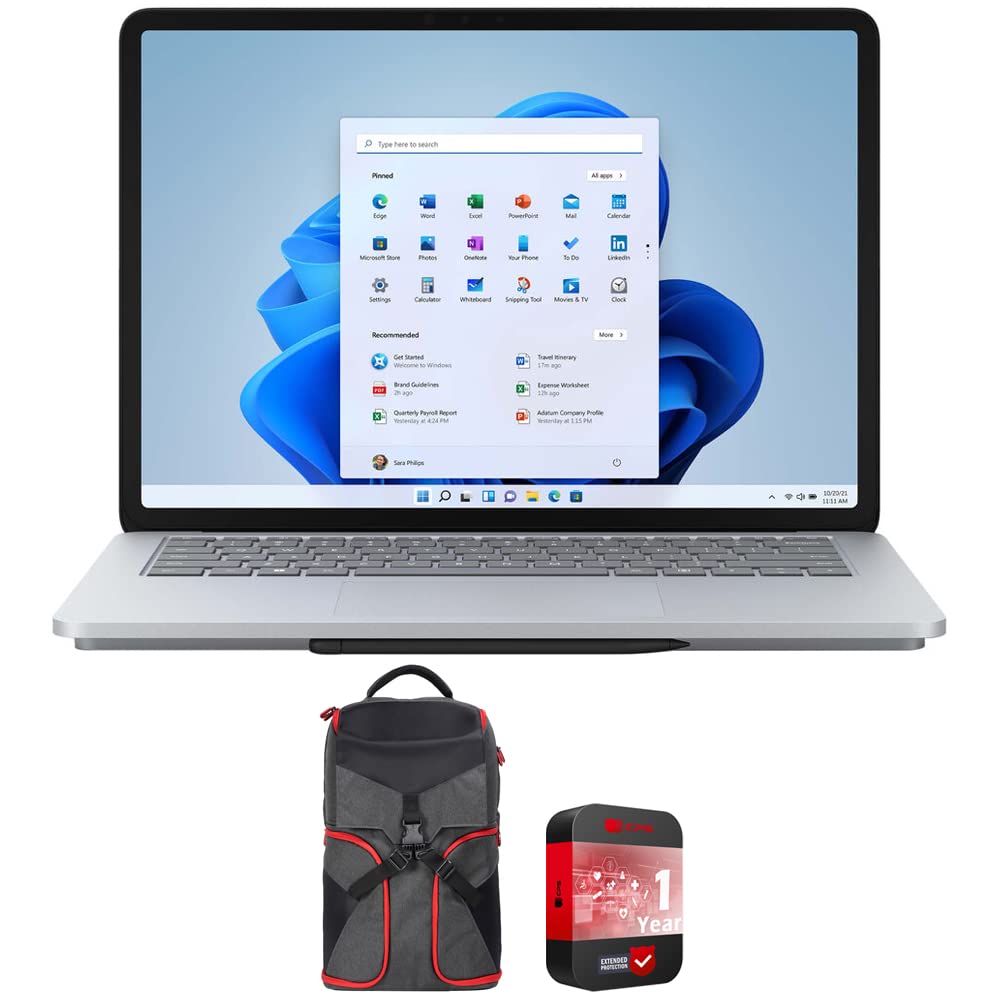 Microsoft AI2-00001 Surface 14.4" Multi-Touch Screen Laptop Intel Core i7 32GB 2TB SSD (Platinum) Bundle with 1 YR CPS Enhanced Protection Pack and Deco Gear Padded 15" Laptop Gaming Backpack