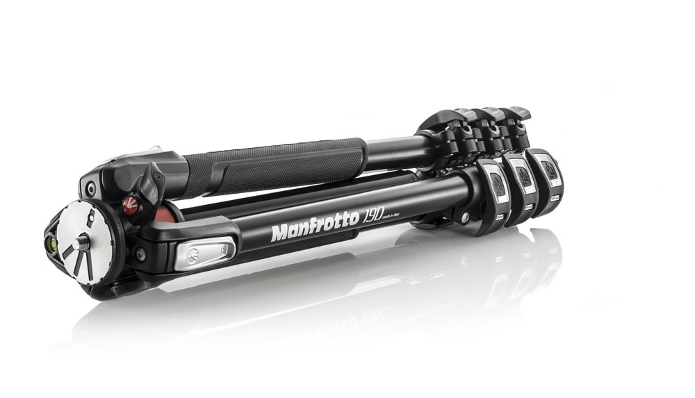 Manfrotto 502 Video Head MVH502AH & MT190XPRO4 Aluminum 4-Section Tripod,Black