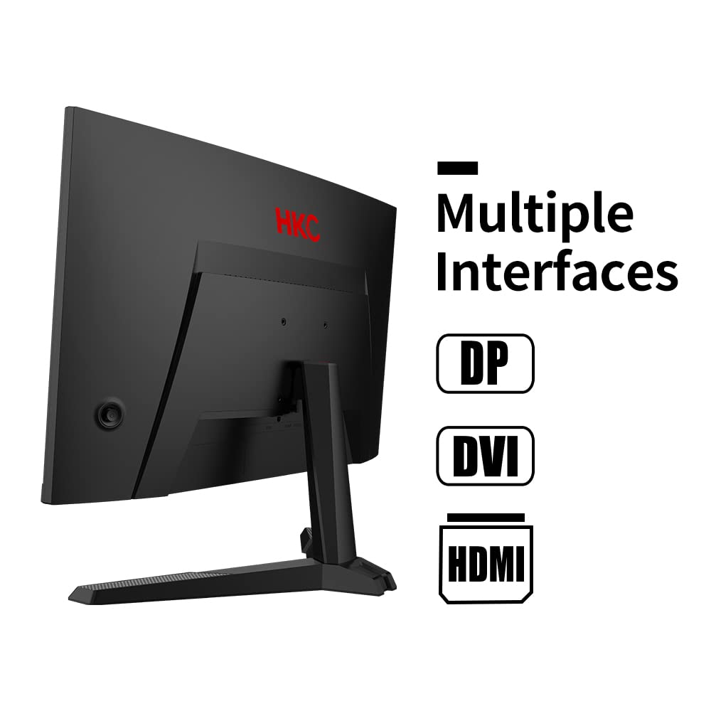 HKC 24 inch 165Hz/144Hz Curved Gaming Monitor, FHD 1080P Frameless Computer Monitor, Support AMD FreeSync, Eye Cared, VESA Compatible, Dp HDMI,Black,Tilt Adjustable,3 Years Warranty