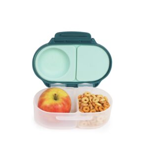 b.box snack box for kids & toddlers: 2 compartment containers, mini bento lunch box. leak proof, bpa free. ages 4 months+ (emerald forest, 12oz capacity)