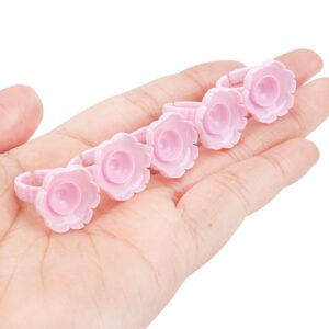 Disposable Plastic Eyelash Flower Glue Ring Lash Extension Blossom Holder Cup (Pink)