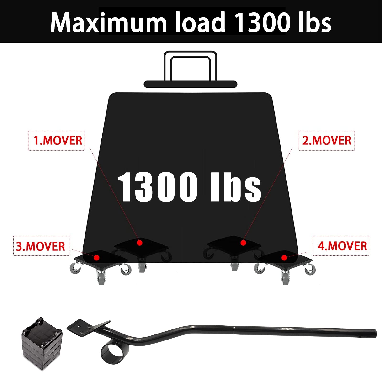 Furniture Moving Tool - Kocuos Upgraded Furniture Dolly for Heavy Objects, Furniture Lifter Tool with Wheel, Max up for 1300 Lbs, Furniture Moving Dolly for Refrigerator/Washing Machine