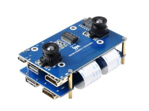 binocular camera base board + interface expander for raspberry pi compute module 4,dual 8mp camera 4k gigabit eth and interfaces to connect 40pin gpio hat,m.2 slot for ssd or communication module