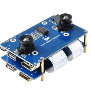 Binocular Camera Base Board + Interface Expander for Raspberry Pi Compute Module 4,Dual 8MP Camera 4K Gigabit ETH and Interfaces to Connect 40PIN GPIO HAT,M.2 Slot for SSD or Communication Module