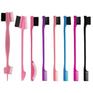 8 pieces hair styling comb set teasing rat tail brush for edge&back brushing, combing, slicking hair for women edge brush double sided edge comb for all hair styles(edge control brush-8pcs)