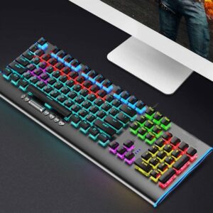 SMSOM Mechanical Gaming Keyboard, LED Rainbow Backlit Wired Keyboard, 104 Keys, Suitable for PC and Desktop Computer