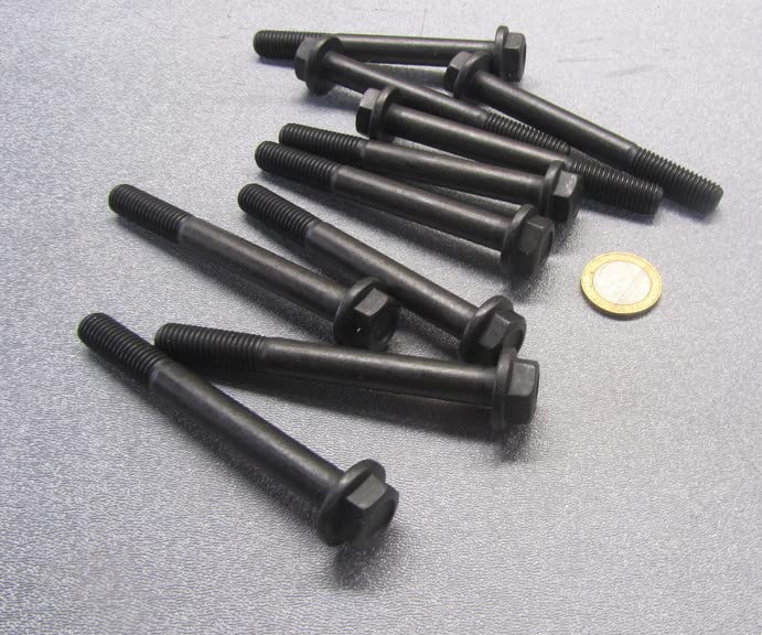 Class 10.9 Black Oxide Steel Flange Bolts M10 x 1.5 mm x 90 mm Long PT 10 pcs