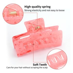 8 PCS Rectangle Acrylic Banana Hair Claw Clips for Women Thick Hair (3.5inch)